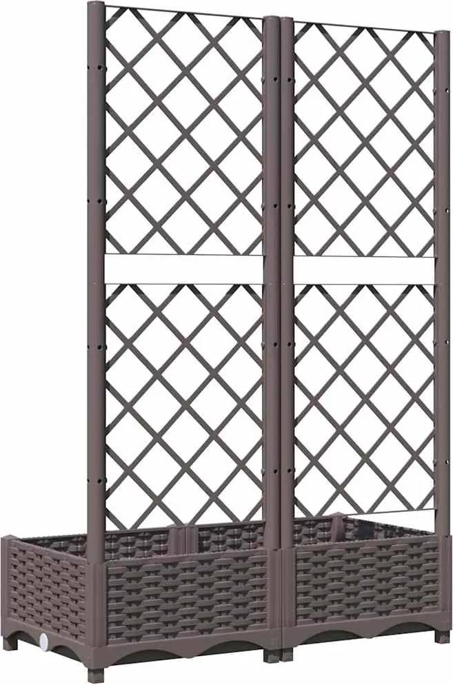 Zahradní truhlík s treláží hnědý 80 x 40 x 121,5 cm PP 318260