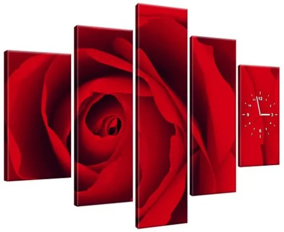 Tištěný obraz s hodinami Úžasná červená růže 150x105cm ZP2211A_5H