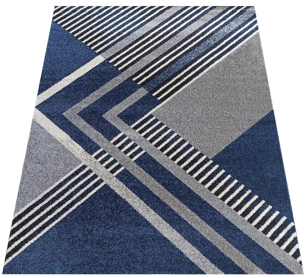 Kusový koberec moderní OTTO 03 Geometrický modrý šedý Rozměr: 200x290 cm