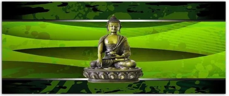 Obraz na plátně Panorama Buddha v zeleném provedení 70x25