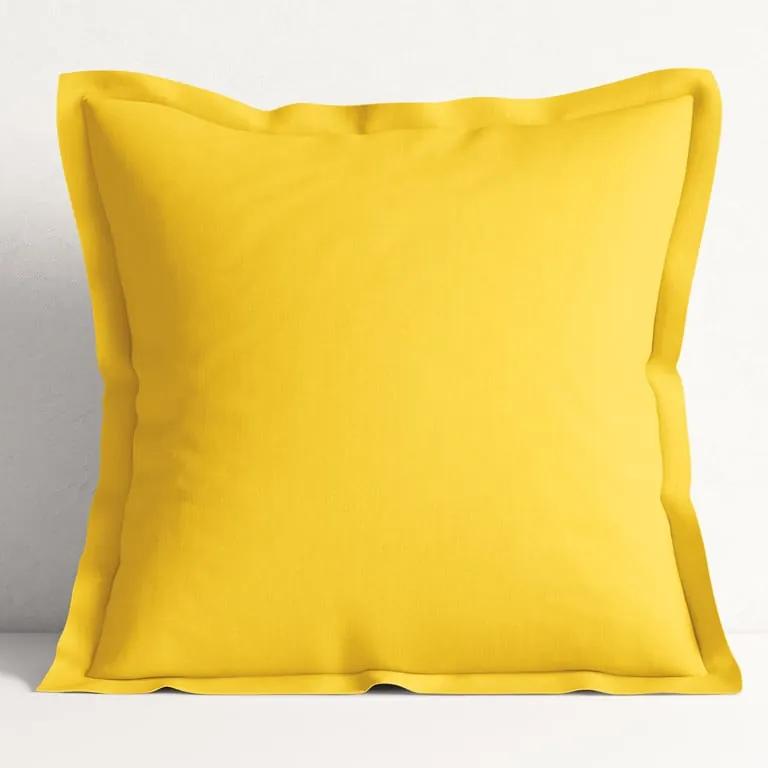 Goldea bavlněný povlak na polštář s ozdobným lemem - žlutý 70 x 90 cm