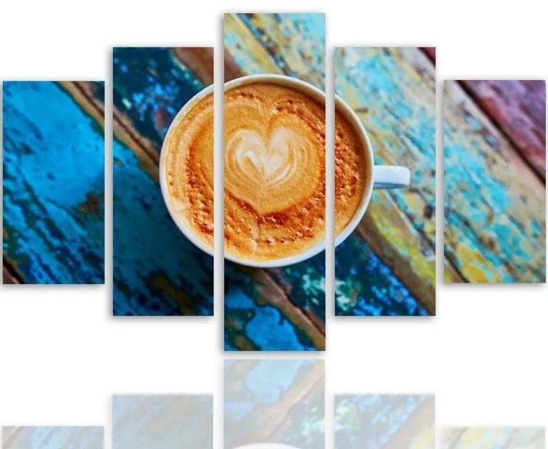 Obraz na plátně pětidílný Šálek kávy - 100x70 cm