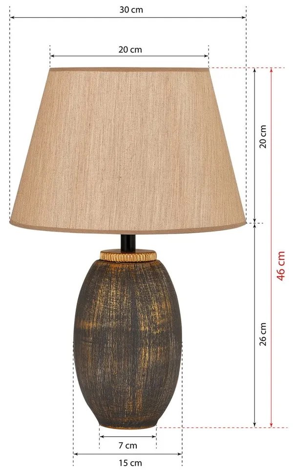 Šedá/béžová stolní lampa s textilním stínidlem (výška 46 cm) Yakamoz – Opviq lights