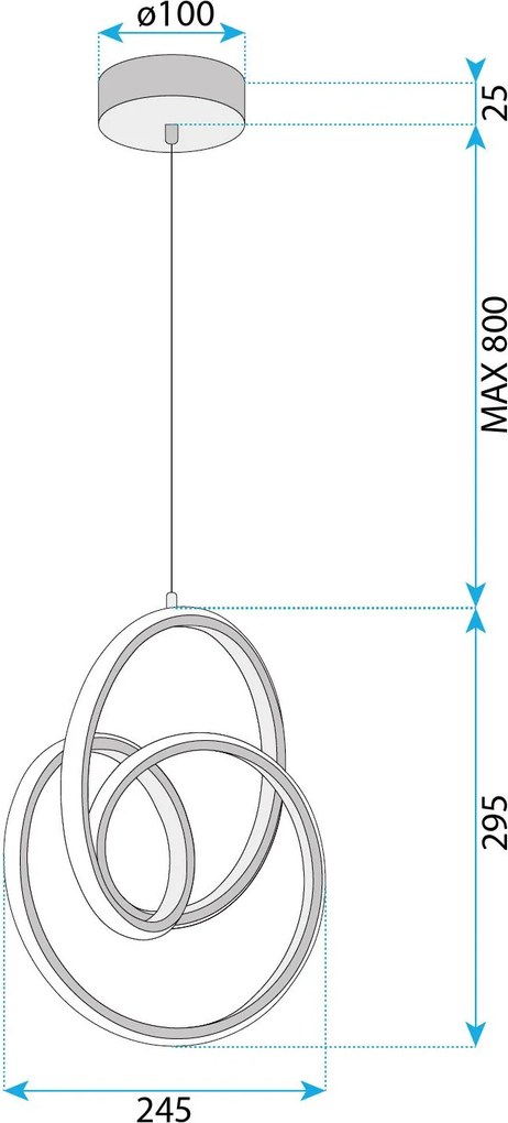 Toolight Toolight, LED závěsné svítidlo 25x30cm, 24W, 4000K, G076-1CP, zlatá lesklá, OSW-08650