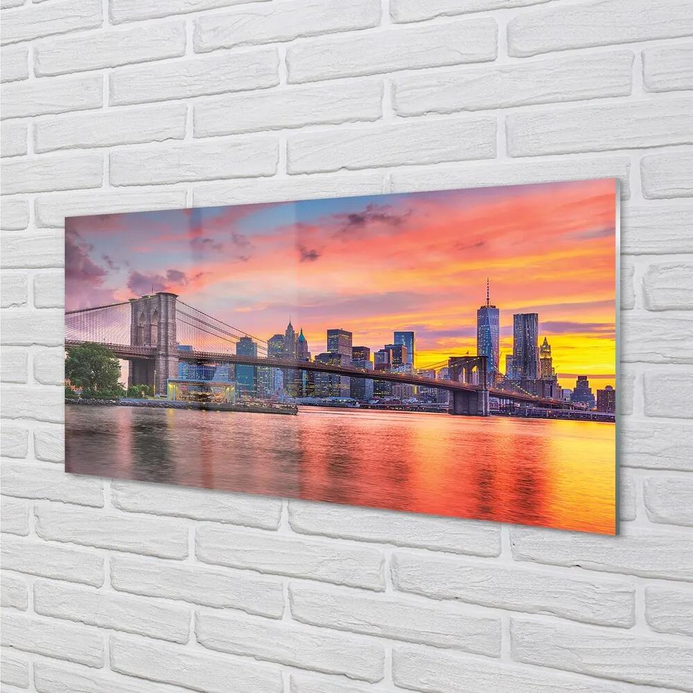 Obraz na skle most sunrise 125x50 cm