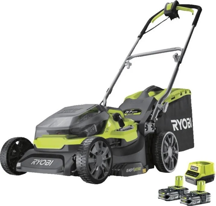 18V One+ sekačka na trávu, záběr 37 cm, koš 45 l, mulčování, 2x 2,5 Ah akumulátor, nabíječka Ryobi RY18LMH37A-225