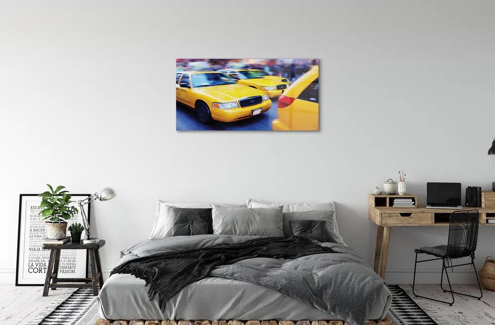 akrylový obraz Žlutá taxi City 100x50 cm