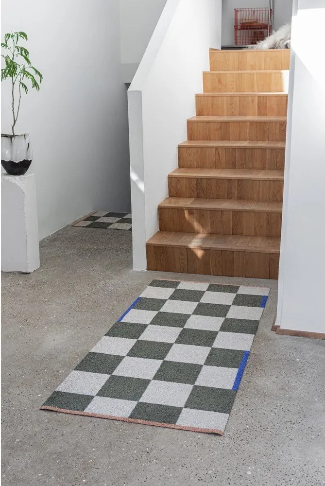 Tmavě zelený/krémový pratelný koberec 70x150 cm Square – Mette Ditmer Denmark