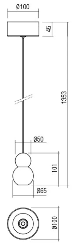 Redo 01-2693 závěsné LED svítidlo Aoba eloxovaná zlatá mosaz, 8W, 3000K, ø6,5cm