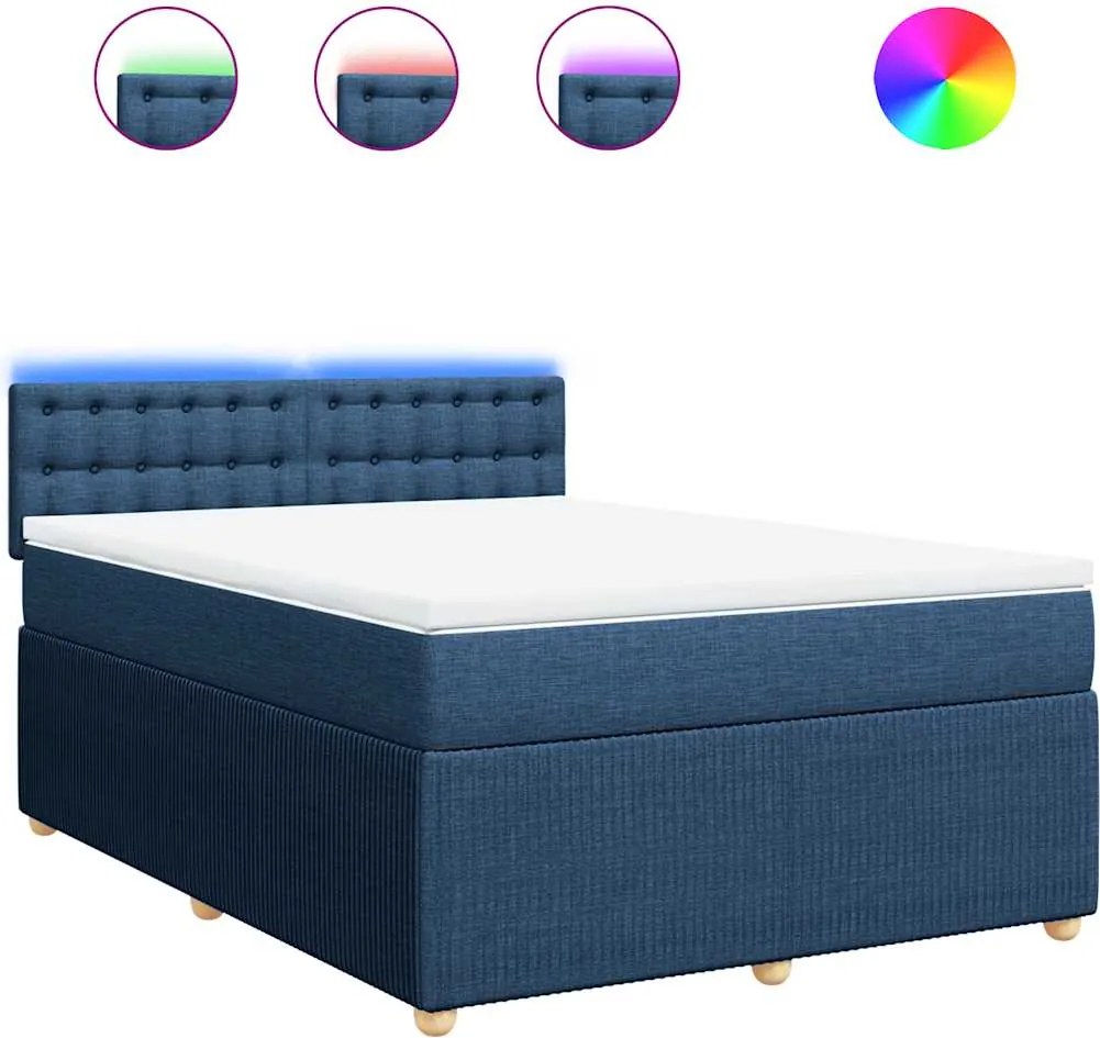 Box spring postel s matrací modrá 140x200 cm textil 3289799