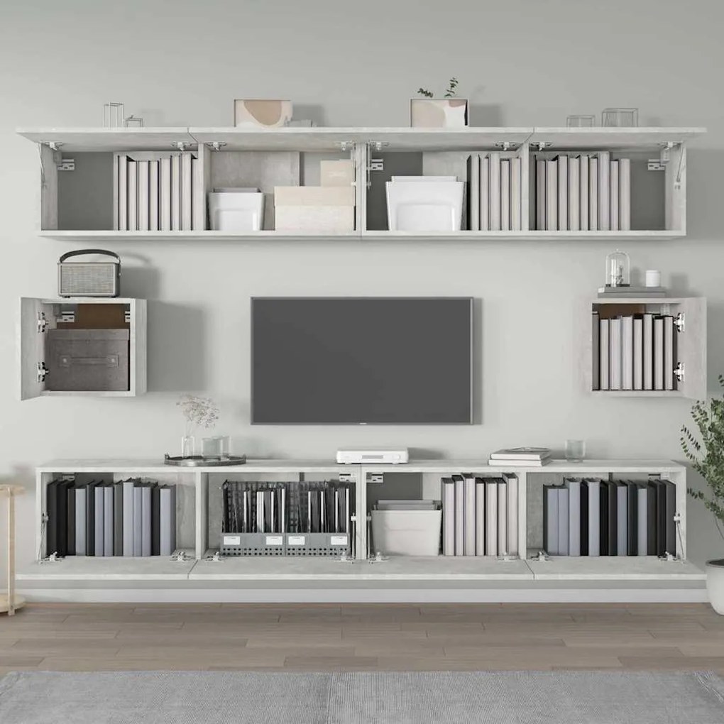 6dílný set TV skříněk betonově šedý kompozitní dřevo 3114369