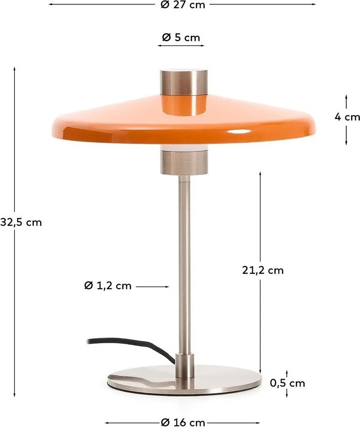Oranžová stolní lampa s kovovým stínidlem (výška 32,5 cm) Nuvira – Kave Home