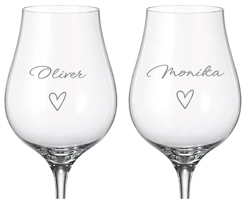 Dekorant svatby Svatební sklenice na bílé víno Srdce 250 ml 2KS