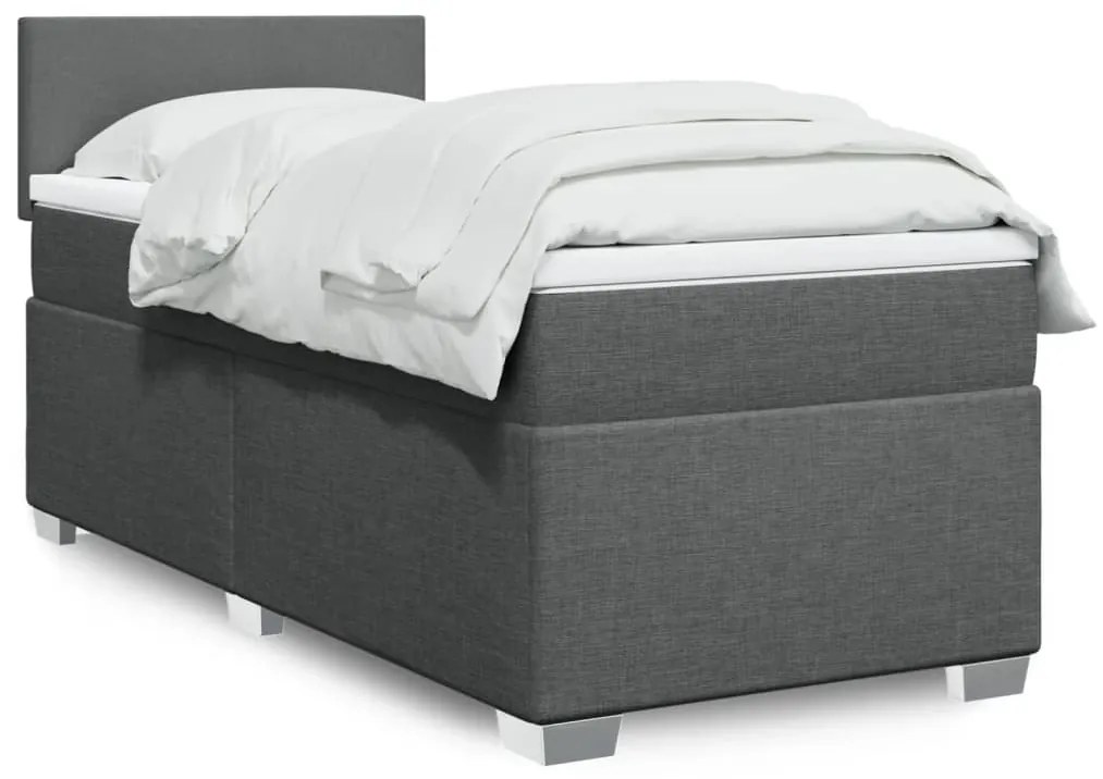 Box spring postel s matrací tmavě šedá 90x200 cm textil 3285765