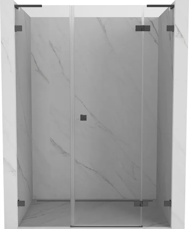 Mexen Lunar L, výklopné pravé sprchové dveře 135 cm, 8mm čiré sklo, broušený grafit profil, 834SL-135-050-66-00-P