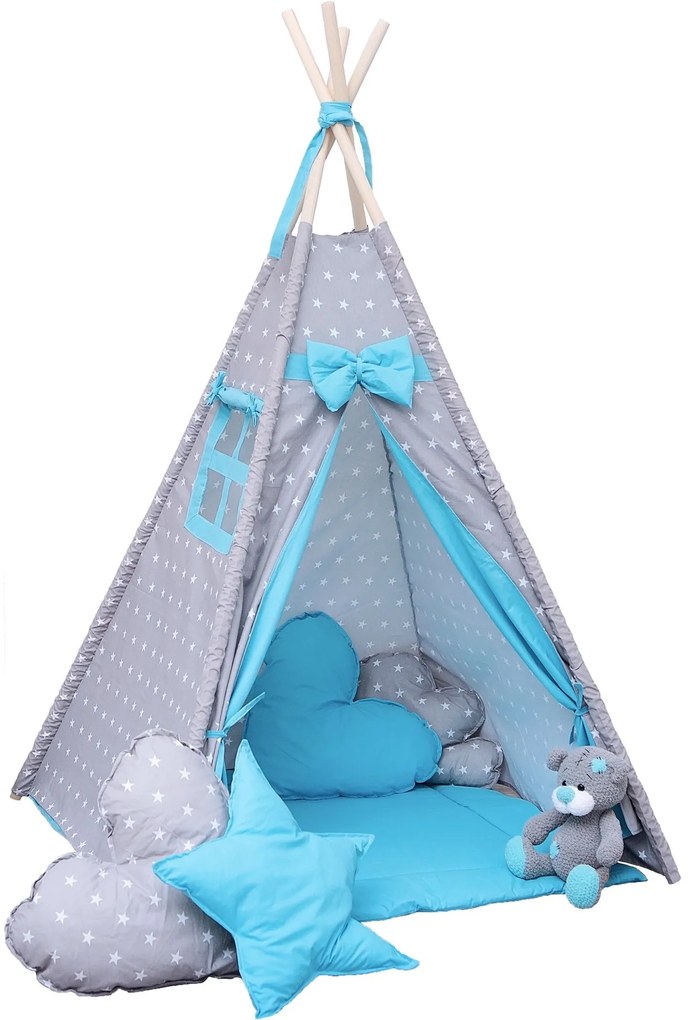 Dětský stan babytýpka teepee stars blue