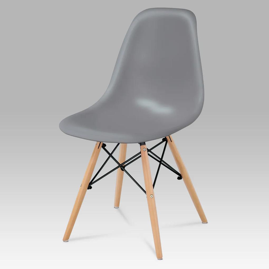 Artium Jídelní židle plast šedý / masiv buk / kov černý - CT-758 GREY