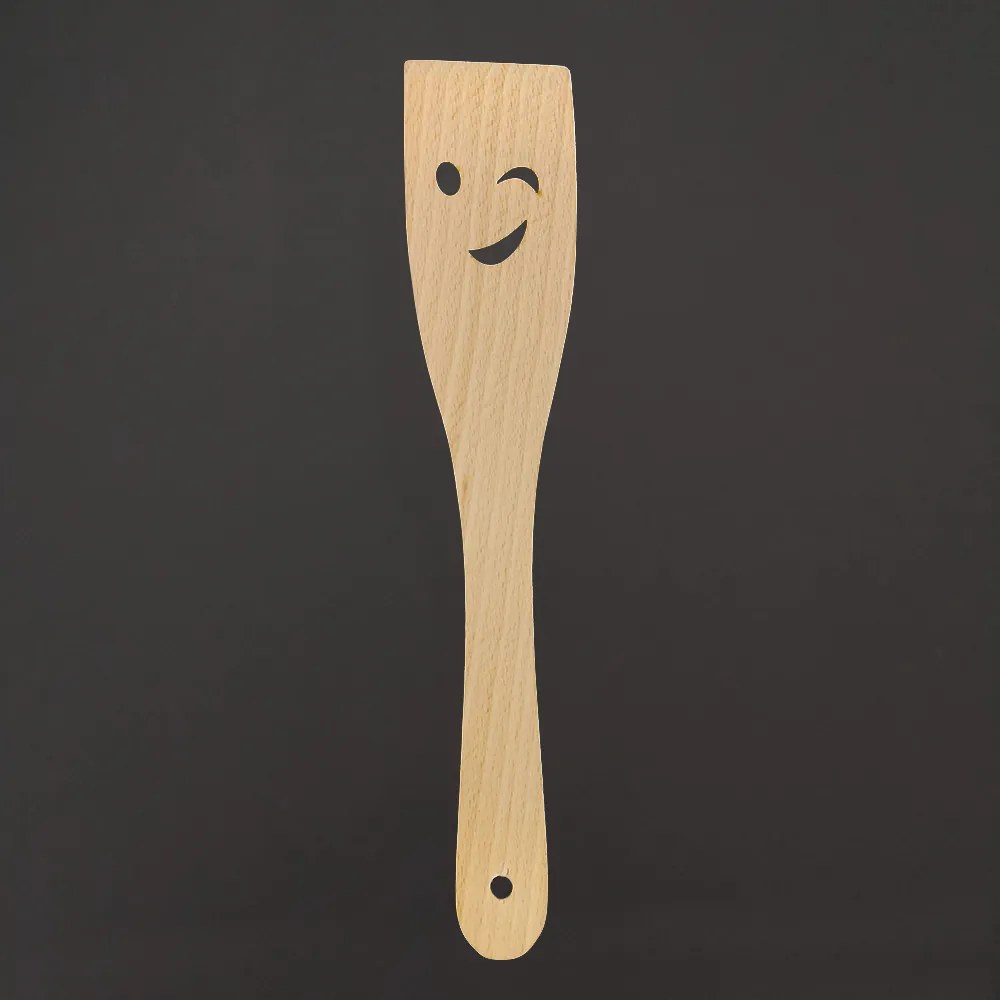 AMADEA Dřevěná obracečka s úsměvem, masivní dřevo, délka 28 cm