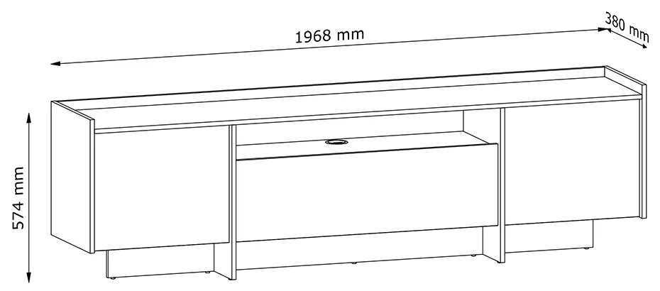 TV stolek JAPANDI RTV | 197 cm | dub cremona | otevírání PUSH-OPEN