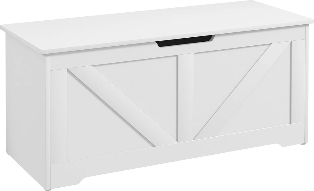 HOMCOM Úložná lavice se zabezpečovacím pantem, úložná lavice na hračky, kapacita 127L, 100x40x45 cm, bílá | Aosom