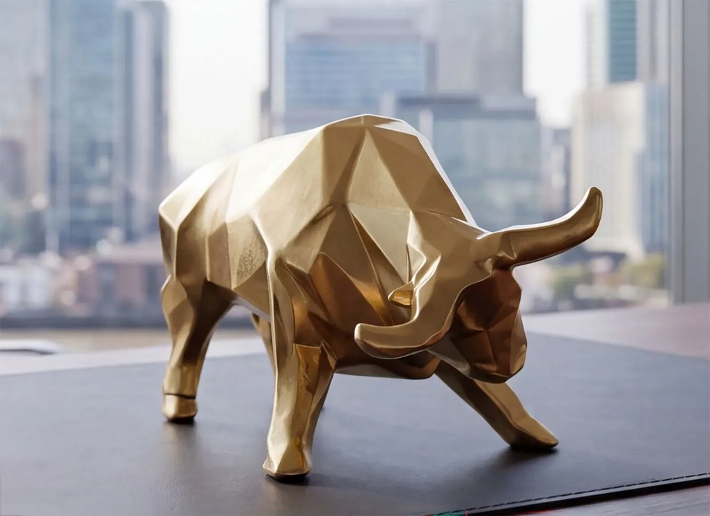Dekorativní soška Bull 19,5 cm zlatá
