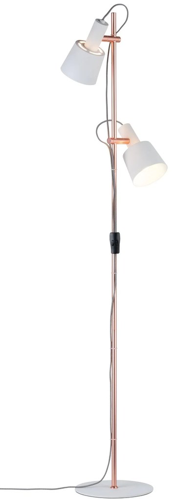 Paulmann 79660 Haldar, stojací lampa 2xE14, bílá/měď, výška 152cm