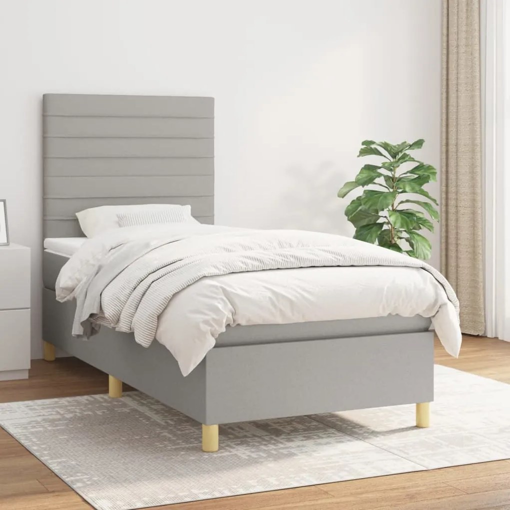 Box spring postel s matrací světle šedá 80 x 200 cm textil 3142369