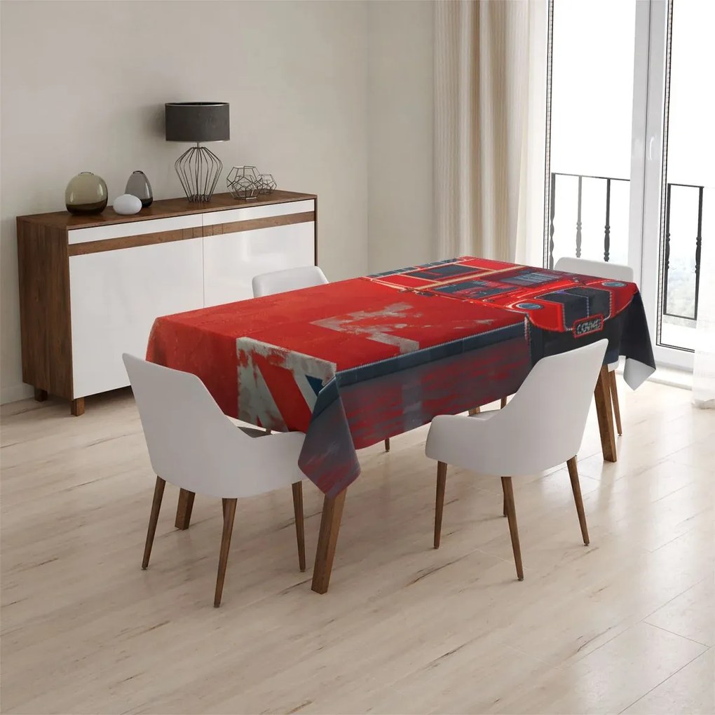 Sablio Ubrus Červený patrový autobus Vlajka - 90x90 cm