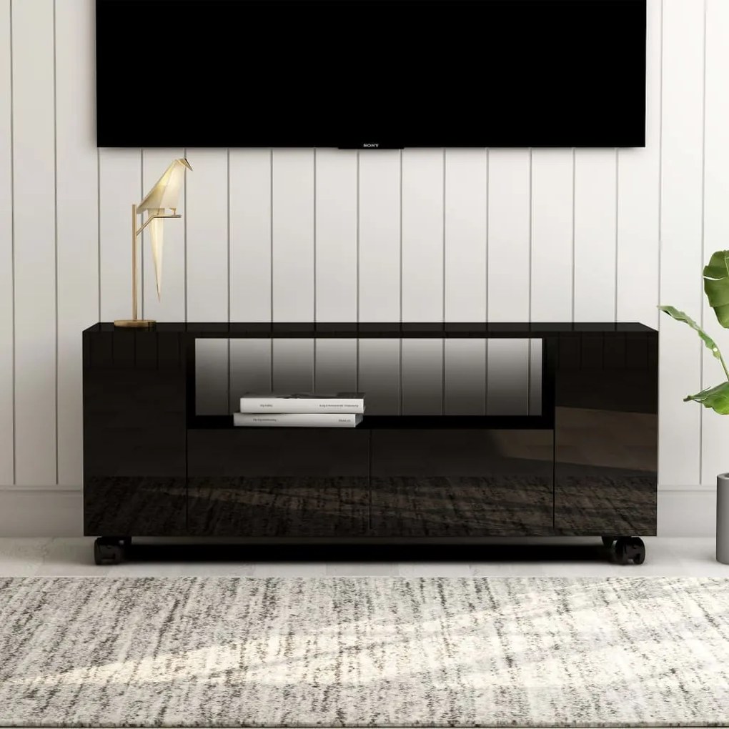 801353 vidaXL TV stolek černý s vysokým leskem 120 x 35 x 43 cm dřevotříska