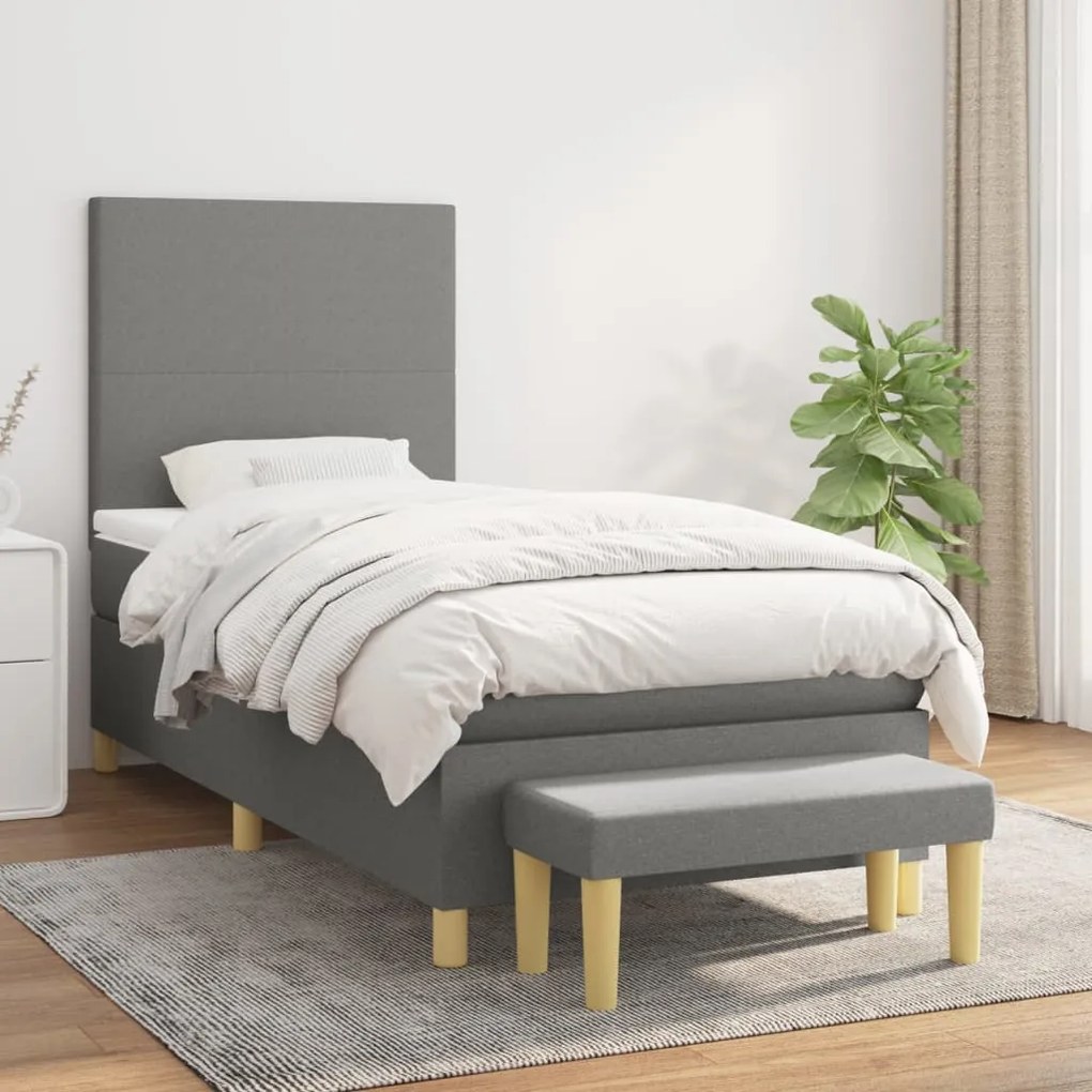 Box spring postel s matrací tmavě šedá 90x200 cm textil 3136966