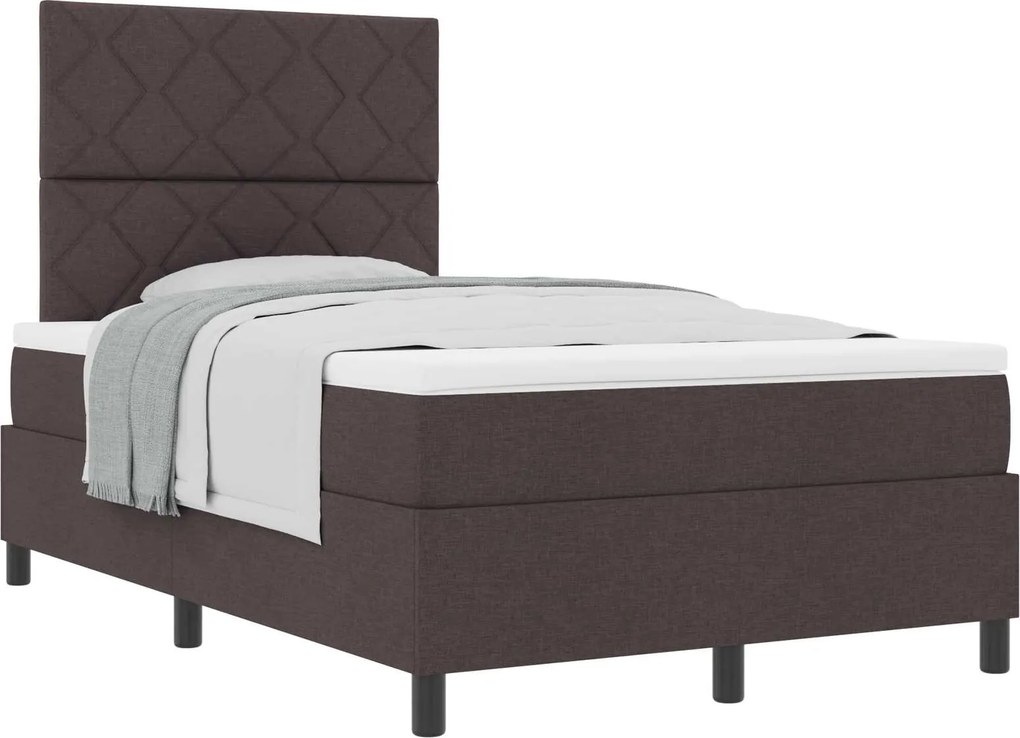Postel s boxspringem s čelo Tmavě hnědá 120 x 190 cm textil 3339451