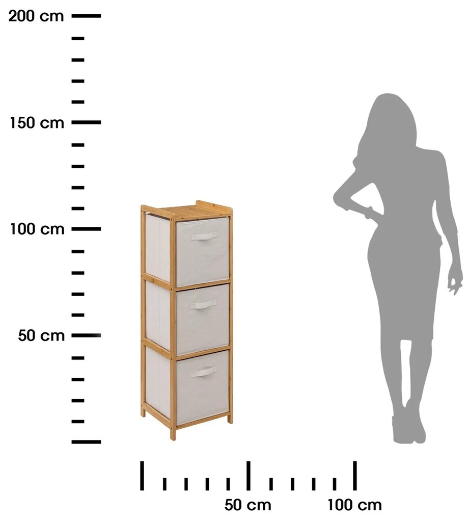 Polička do koupelny Tidy Box3, bílá/s dřevěnými prvky