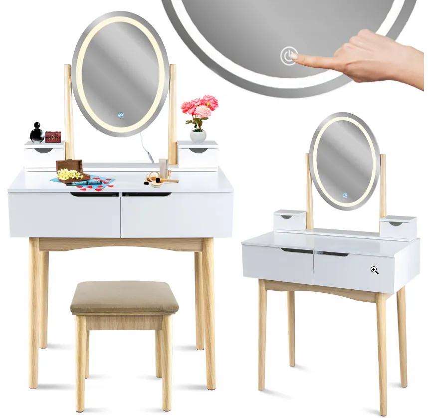 Toaletní stolek WERRY 2 s oválným LED zrcadlem