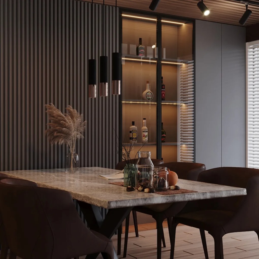 Sollux Lighting Závěsné svítidlo LOOPEZ 1 černé/měď