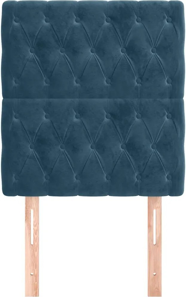 Čelo postele tmavě modré 80x7x118/128 cm sametové 3116702