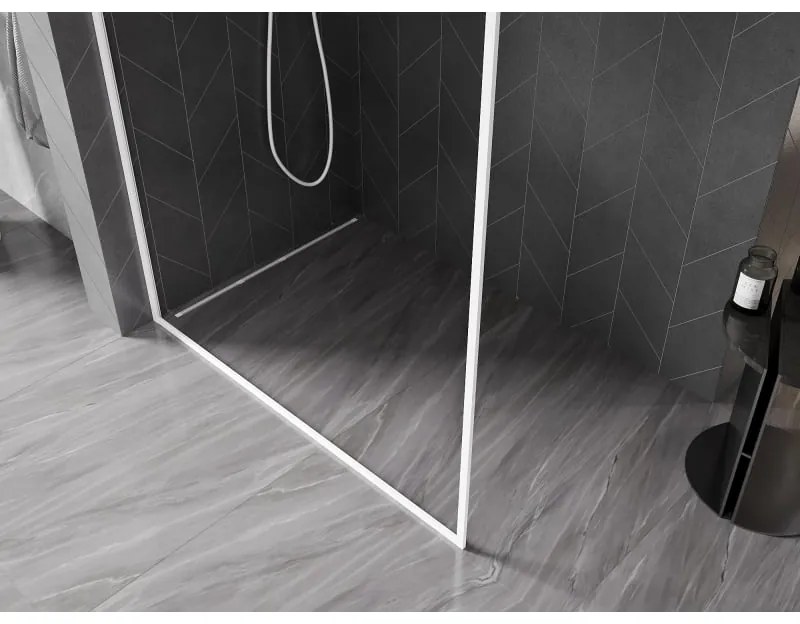 Mexen, Mexen Kioto-XF L sprchová stěna s rámem 120 x 202 cm, průhledná 10 mm, bílá - 800-120-174-20-00-XF