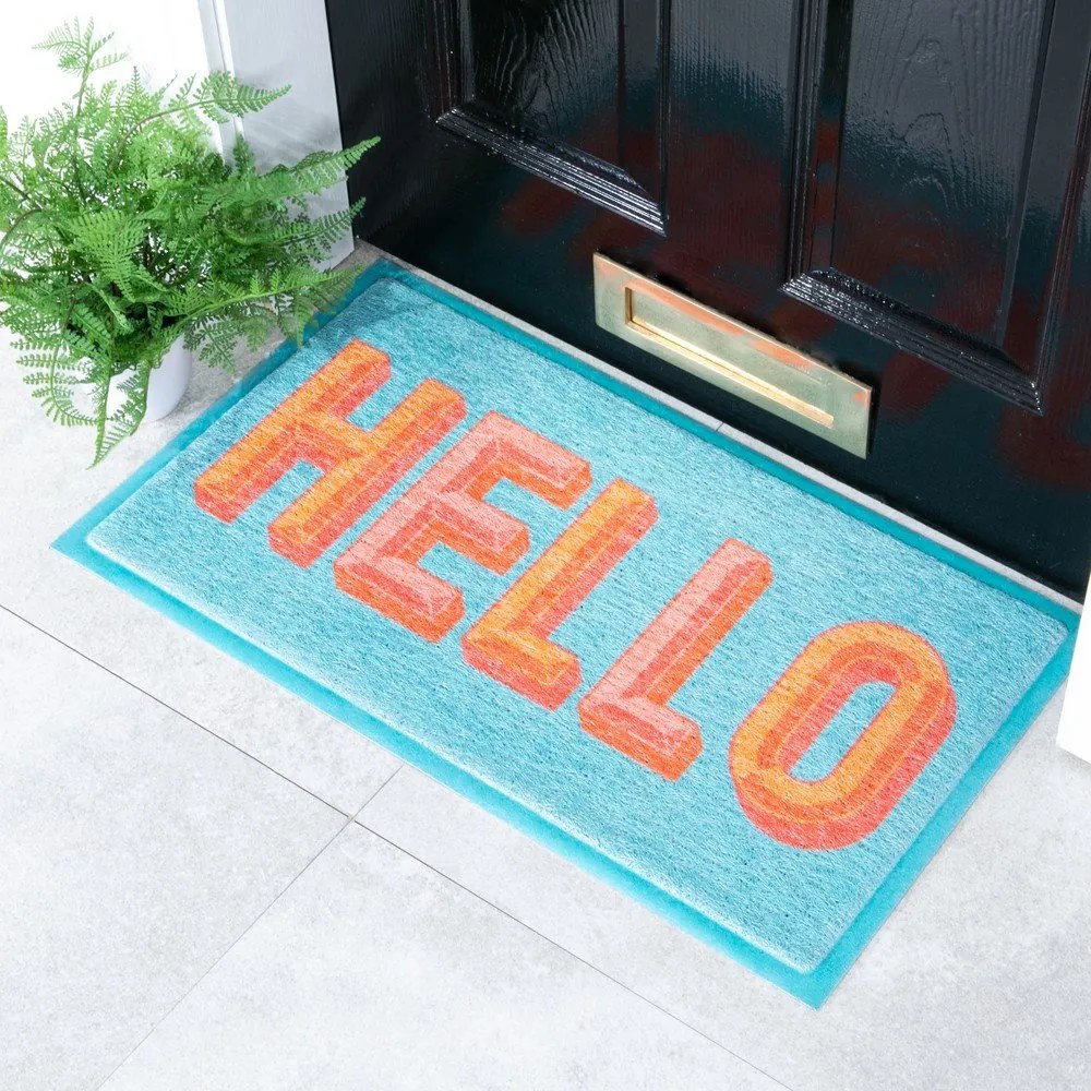 Rohožka z recyklovaného plastu 40x70 cm Blue Hello – Artsy Doormats
