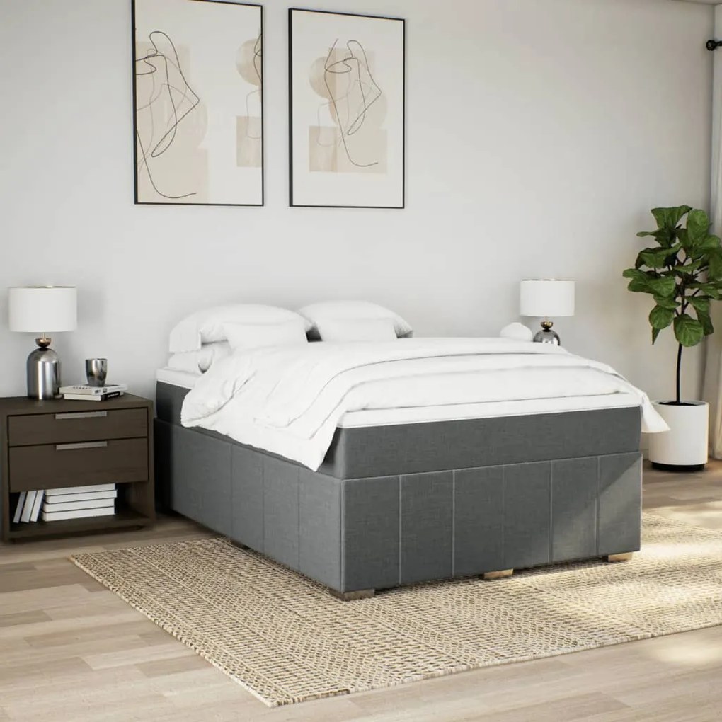Box spring postel s matrací tmavě šedá 140x200 cm textil 3285478