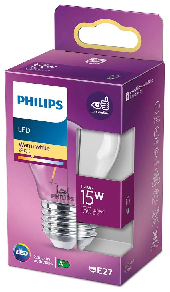 Philips LED Classic kapka E27 P45 1,4W čirá