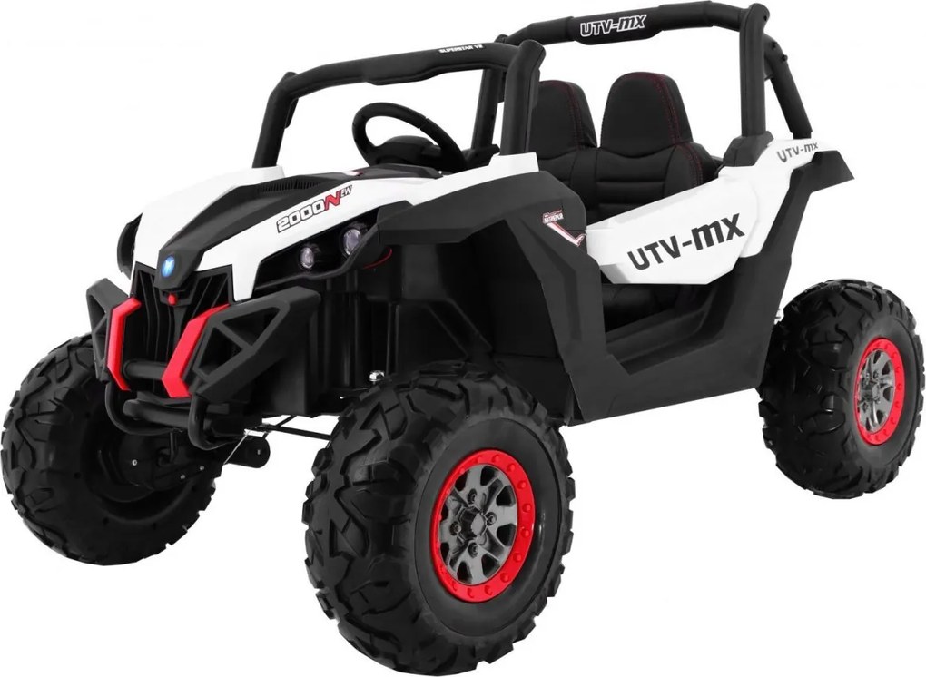 Ramiz Dětská bugina SuperStar bílá + MP4 + pohon 4x4 + dálkové ovládání + zavazadlový prostor + LED + zámek dveří