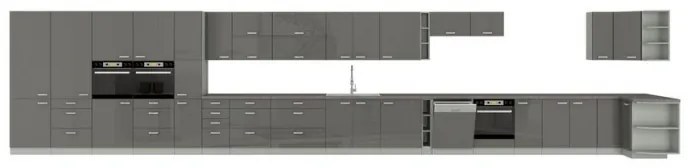 Nábytek Elegance Kuchyňská linka GRÉTA 120/180cm = Dolní skříňky: 80cm dřezová, 40cm zásuvková, Horní skříňky: 80cm plná, 40cm, 60cm digestořová.