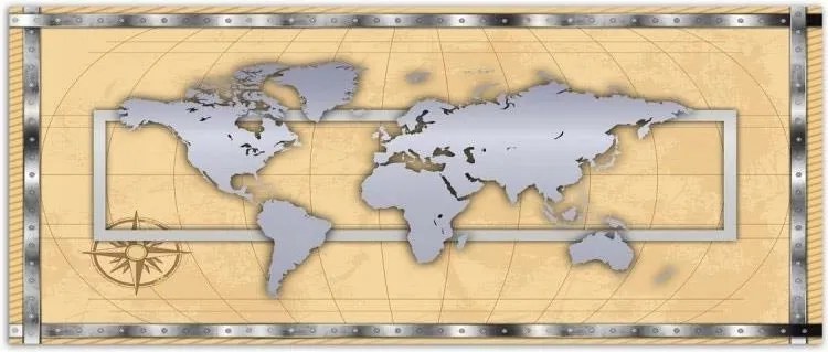 Obraz na plátně Panorama Stříbrná mapa světa 100x50