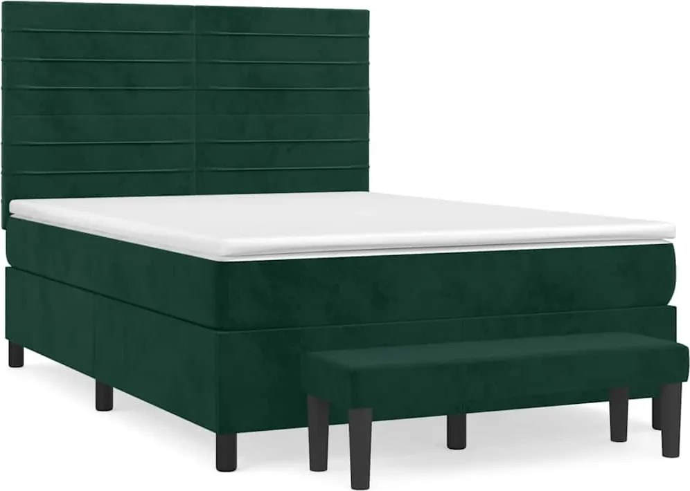 Box spring postel s matrací tmavě zelená 140x190 cm samet 3137902