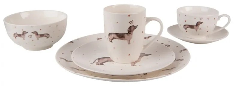 Porcelánový dezertní talíř s jezevčíkem Dachshund Love – 20x2 cm