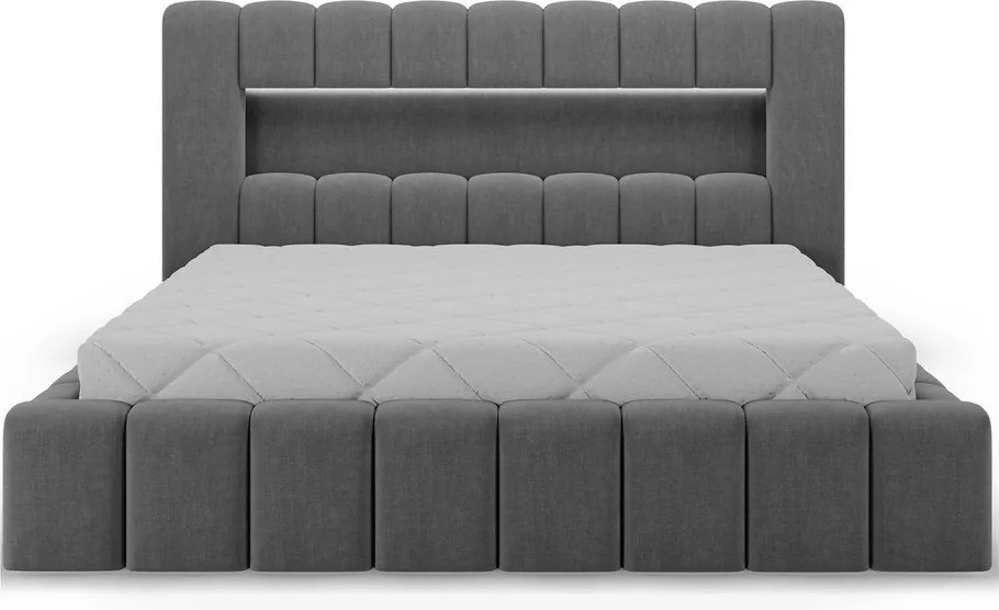 Šedá čalouněná dvoulůžková postel s úložným prostorem s roštem 140x200 cm Lamica – ELTAP