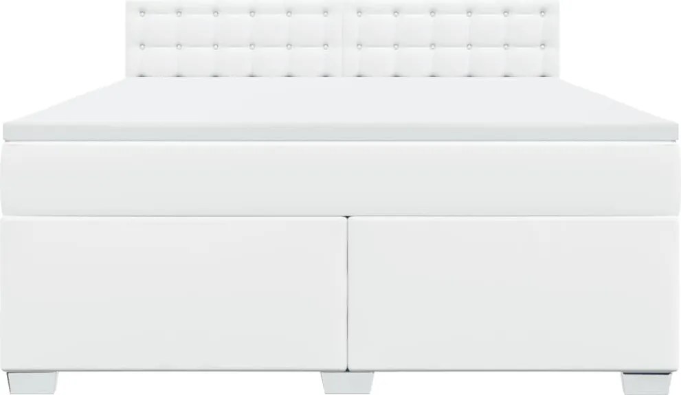 Box spring postel s matrací bílá 180x200 cm umělá kůže 3286133