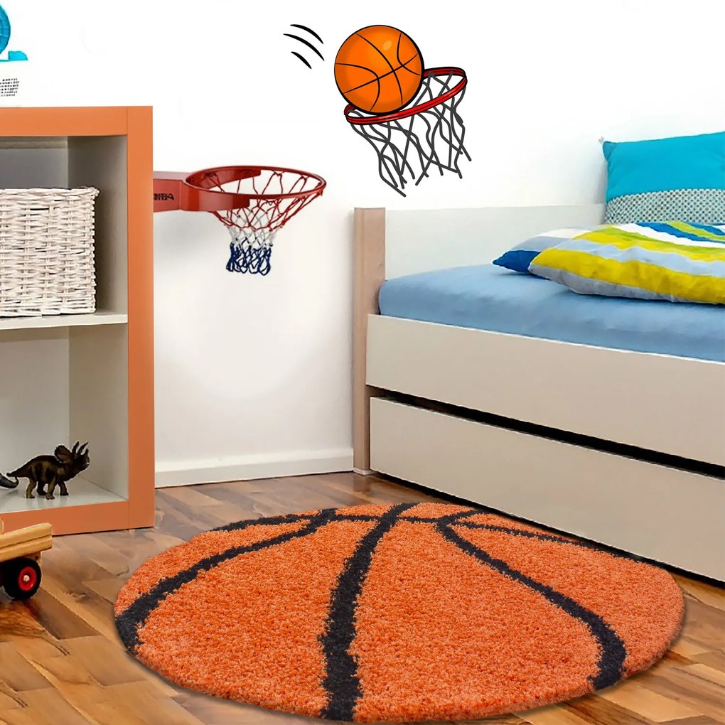 Ayyildiz, Dětský kusový koberec Fun 6002 orange, 100x100 (průměr) kruh, oranžová, dětský pokoj