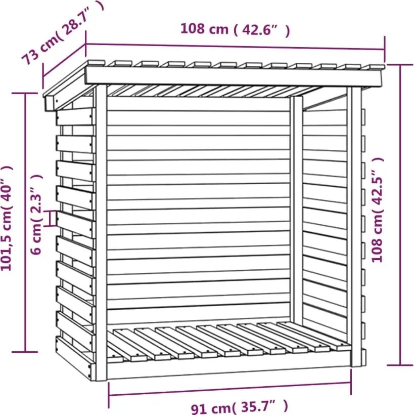 vidaXL Stojan na dřevo 108 x 73 x 108 cm masivní borovice [822225] Barva: Černá