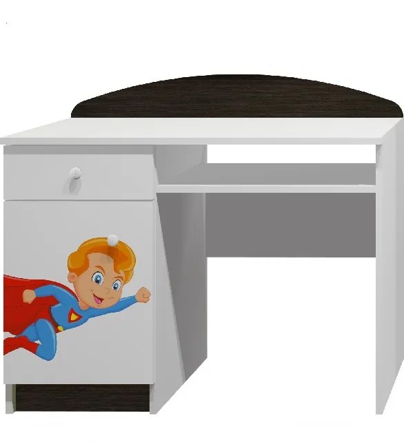 Dětský psací stůl 10 LITTLE HERO Barva: DUB CANYON / BÍLÁ, Potisk: ANO