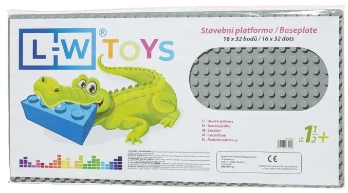 L-W Toys Podložka na stavění - JUNIOR 16x32 bodů šedá